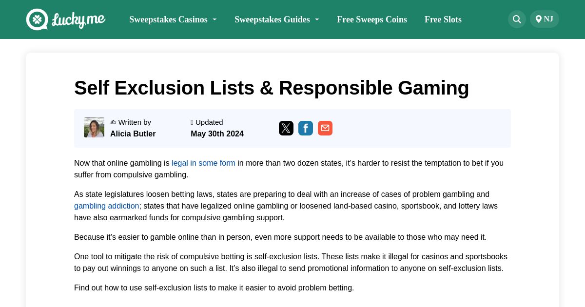 Self Exclusion & Responsible Gambling For Every Legal Gambling State