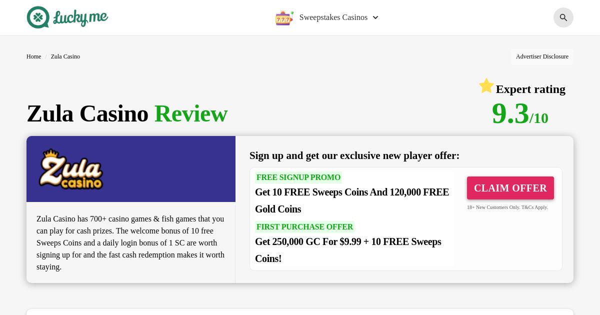 Zula Casino - Get 20 FREE Sweeps Coins and Win Big Prizes!